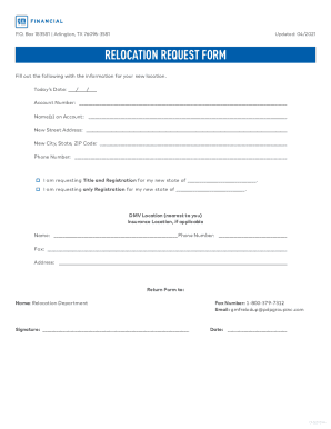Fillable Online RELOCATION REQUEST FORM - GM Financial Fax Email Print ...