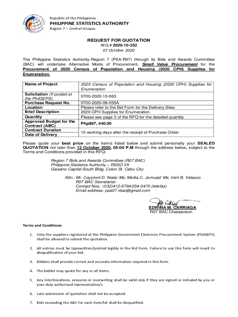 Fillable Online Procurement of 2020 Census of Population and Housing (2020 CPH) Supplies for Fax ...