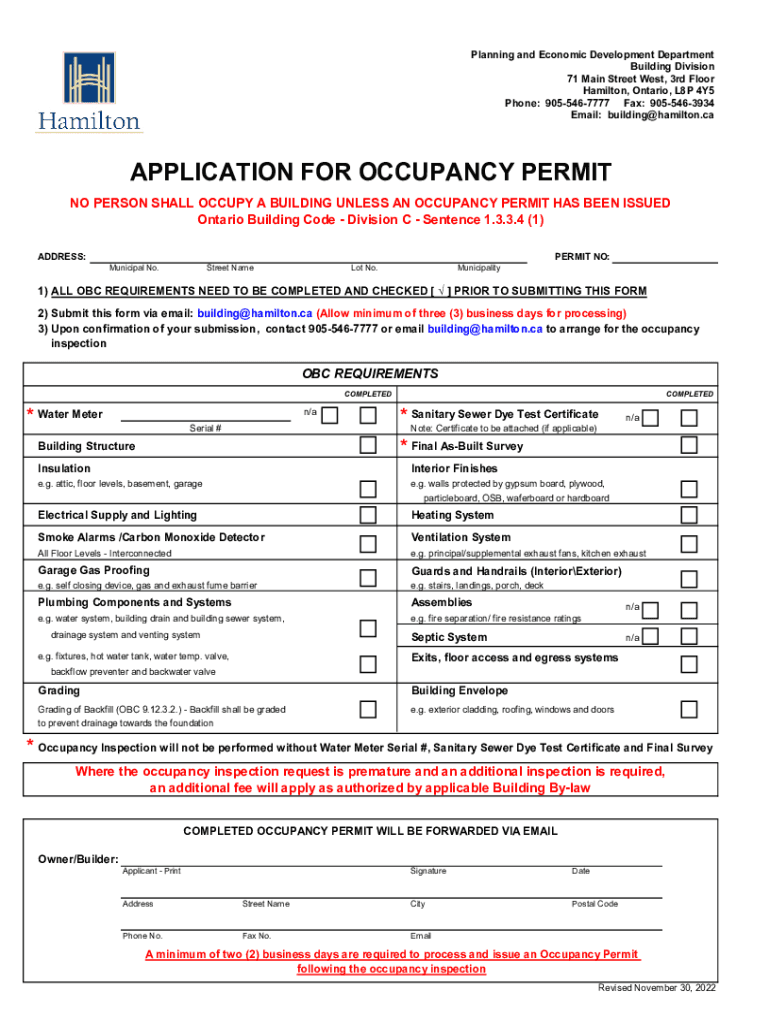 Fillable Online Occupancy Permit Application. Occupancy Permit Application Fax Email Print ...