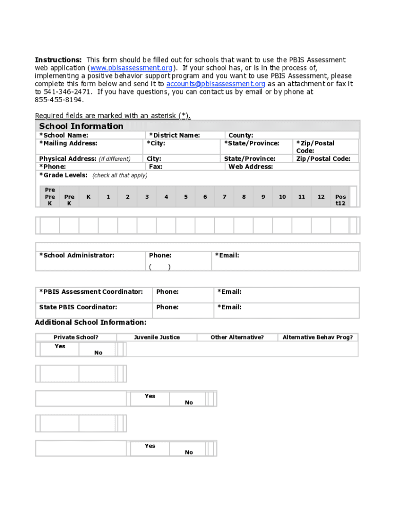 Fillable Online School Information Form - PBISApps Fax Email Print ...