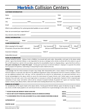 Fillable Online Hertich Collision Centers HCCM Authorization Form.xlsx ...