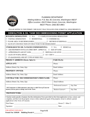 Fillable Online Residential Building Permit ApplicationTown of Concrete ...