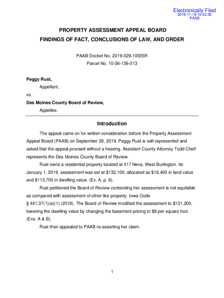 Fillable Online paab iowa PAAB Overview - Property Assessment Appeal ...