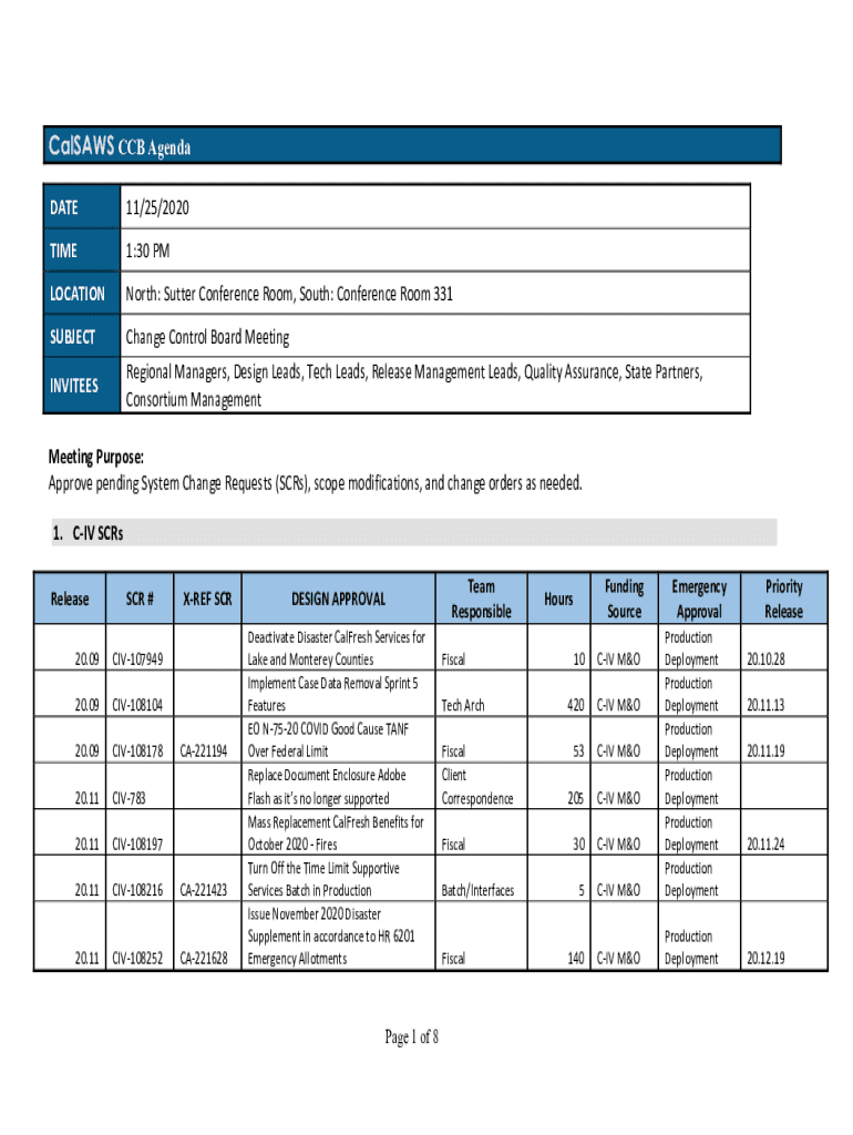 Fillable Online Approve pending System Change Requests (SCRs), scope ...