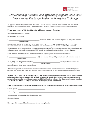 Fillable Online Affidavit of Support and Financial Statement Exchange ...