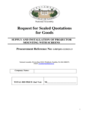 Fillable Online Request for Sealed Quotations for Goods - Namibian Parliament Fax Email Print ...