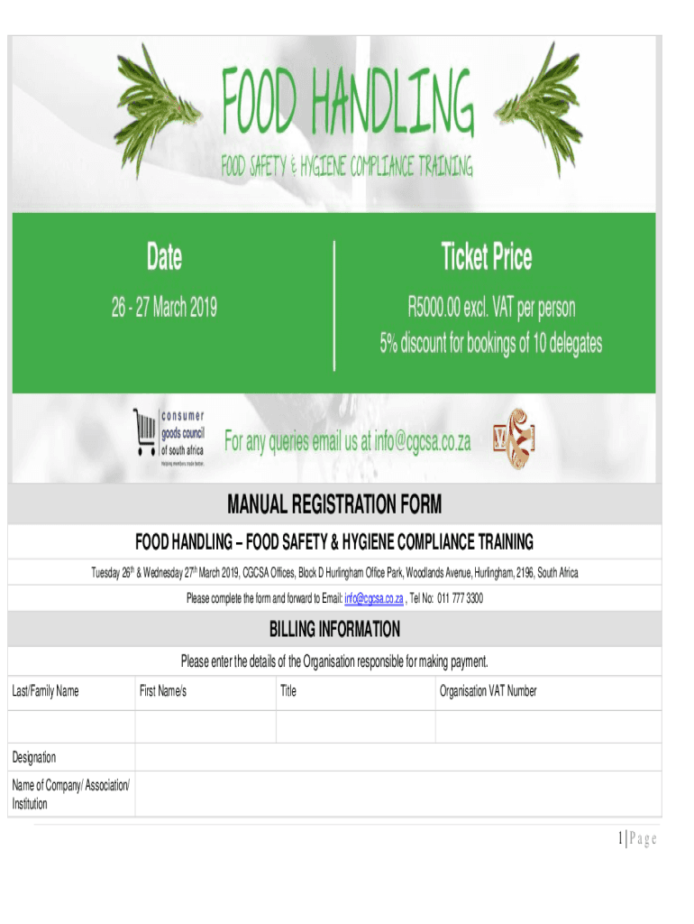 Fillable Online Instructions and application form for food safety ...