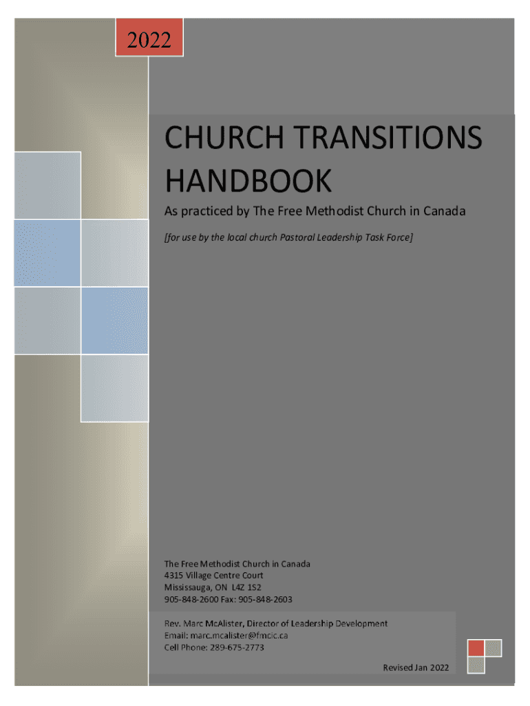 Fillable Online CHURCH TRANSITIONS HANDBOOK Fax Email Print - pdfFiller
