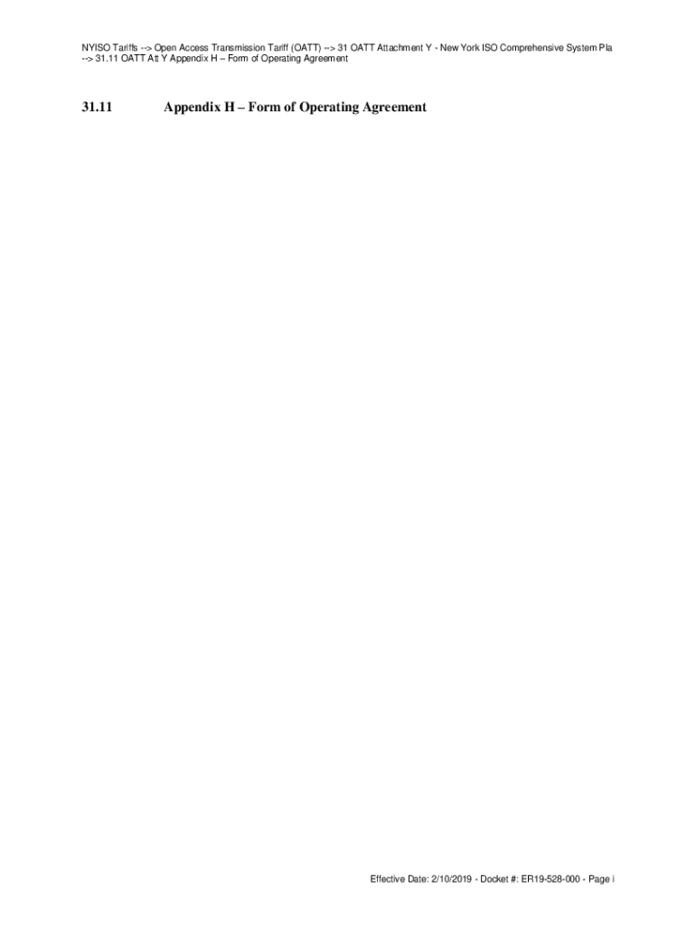 Fillable Online NYISO Tariffs -- Open Access Transmission Tariff (OATT ...