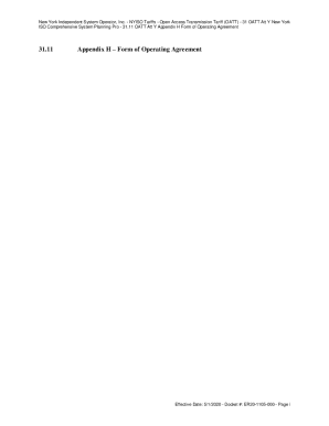 Fillable Online 31.11 Appendix HForm of Operating Agreement Fax Email ...