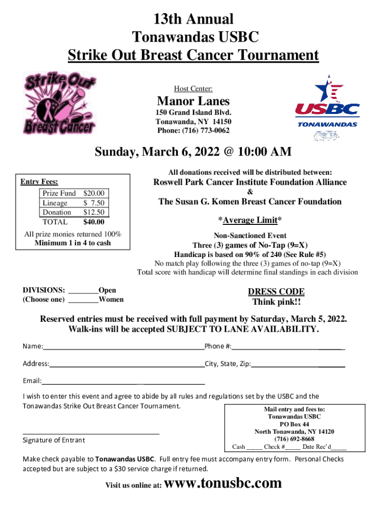 Fillable Online Tonawandas USBC Association - Facebook Fax Email Print - pdfFiller