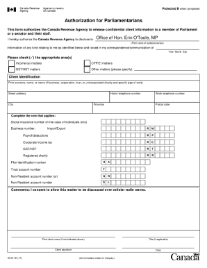 Fillable Online Authorization for Parliamentarians - Michael Chong Fax ...