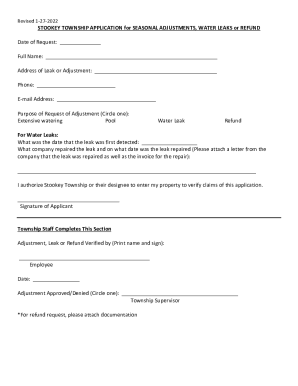 Fillable Online Water Leak Adjustment Request Form Fax Email Print ...