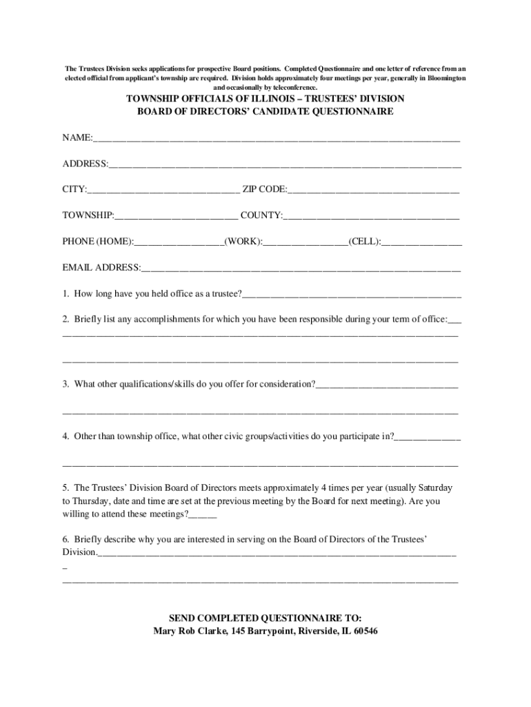 Fillable Online Trustees' Division Candidate Questionnaire Ramundo.doc Fax Email Print - pdfFiller