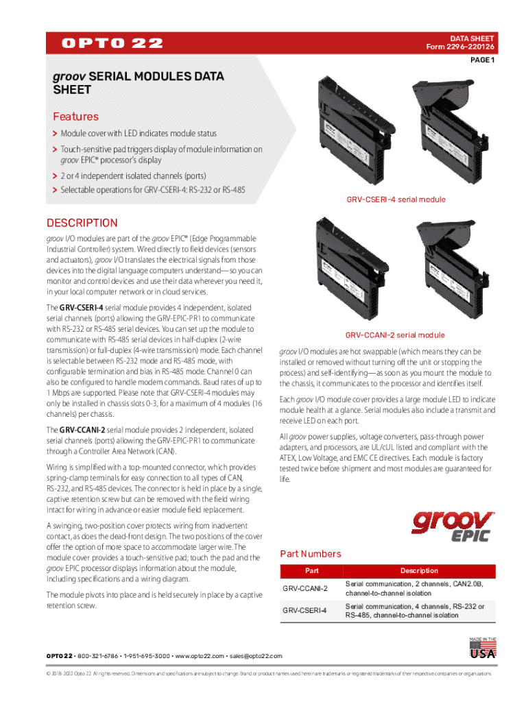 Fillable Online Data sheet: groov Analog Voltage Input Module Fax Email ...