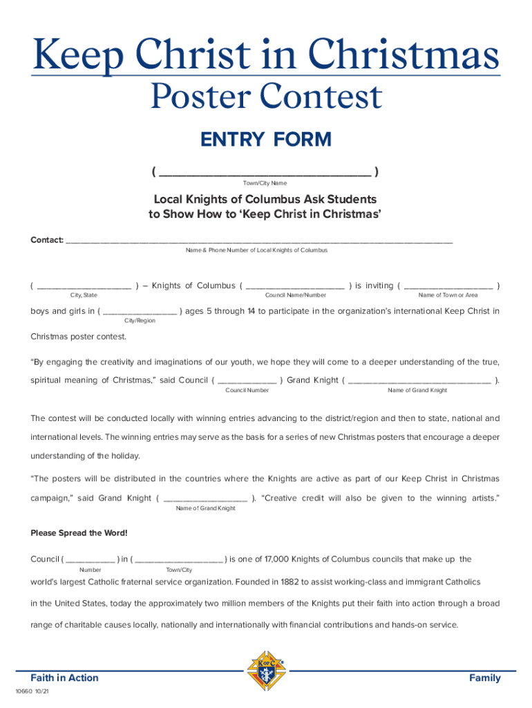 Fillable Online Keep Christ in Christmas Poster Contest - Knights of ...