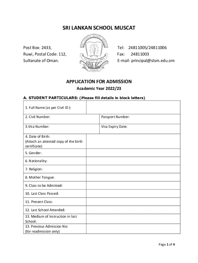 Fillable Online Sri Lankan School Muscat - Fill Online, Printable ...