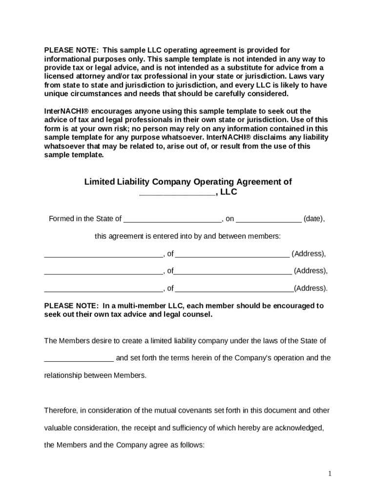 Limited Liability Company Operating Agreement of - InterNACHI Doc ...
