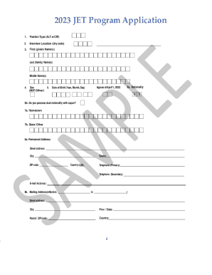 Fillable Online 2023 JET Program Application Fax Email Print - pdfFiller