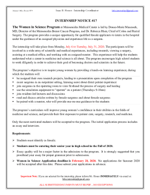 Fillable Online INTERNSHIP NOTICE #11 - Brooklyn Technical High School ...