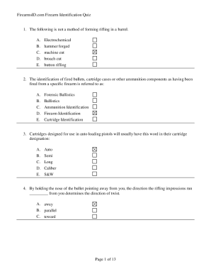 Fillable Online FirearmsID.com Firearm Identification Quiz Page 1 of 13 ...