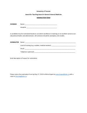 Fillable Online Nomination Form for Award for Teaching in GIM.pdf Fax ...
