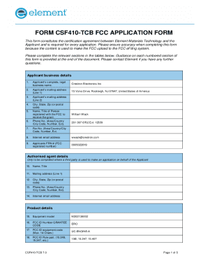 Fillable Online FORM CSF410-TCB FCC APPLICATION FORM - FCC ID Fax Email ...