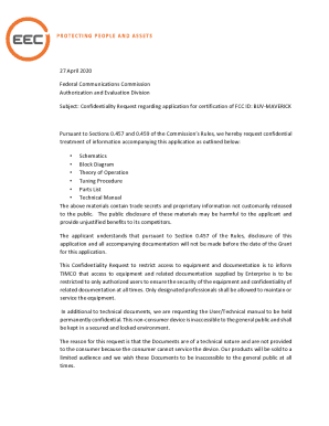 Fillable Online FCC Request for Confidentiality Letter Fax Email Print ...