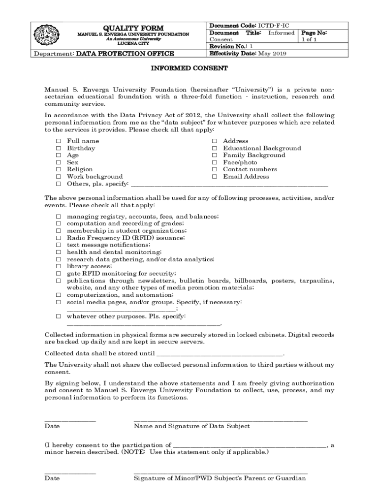 Fillable Online mseuf edu request of consent for students under eu gdpr ...