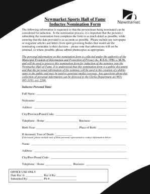 Fillable Online criteria for induction and nomination form Fax Email Print - pdfFiller