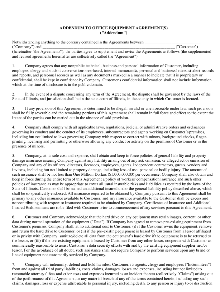 Fillable Online This sample Addendum is one example of how a clinic ...