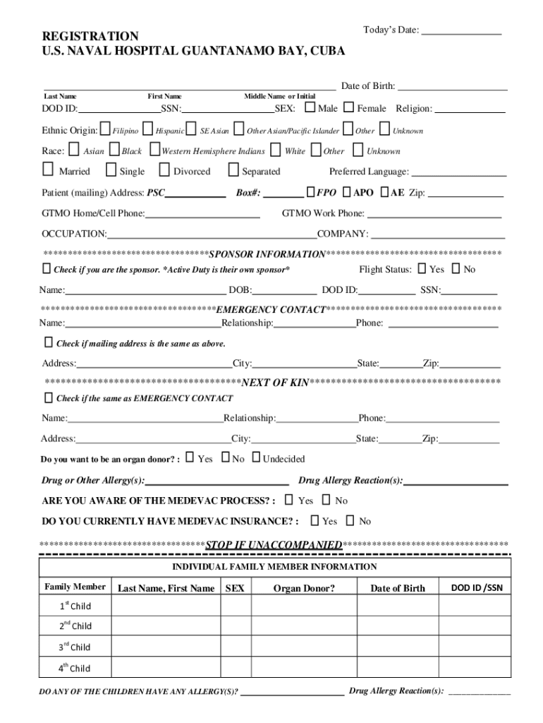 Fillable Online registration - Naval Hospital Guantanamo Bay Fax Email ...