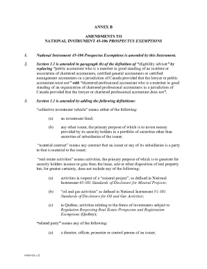 Fillable Online Amendments to National Instrument 45-106 Prospectus and ...