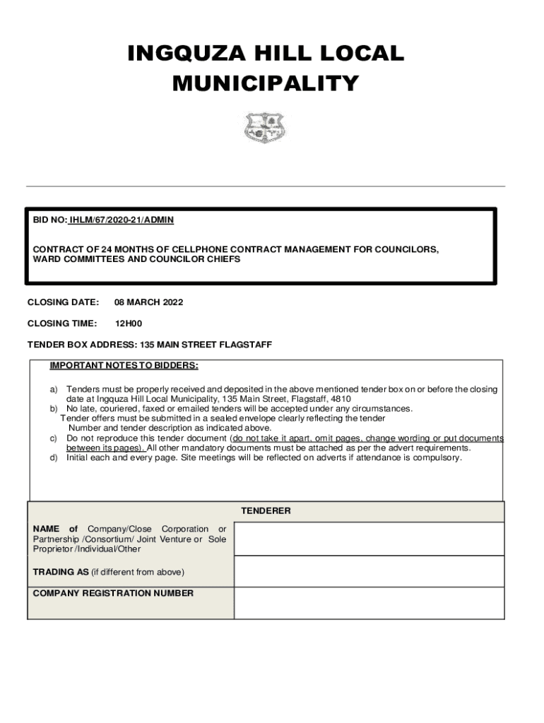 Fillable Online INGQUZA HILL LOCAL MUNICIPALITY Fax Email Print - pdfFiller