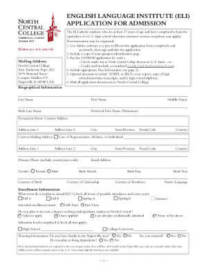 Fillable Online ENGLISH LANGUAGE INSTITUTE (ELI) APPLICATION ... Fax Email Print - pdfFiller
