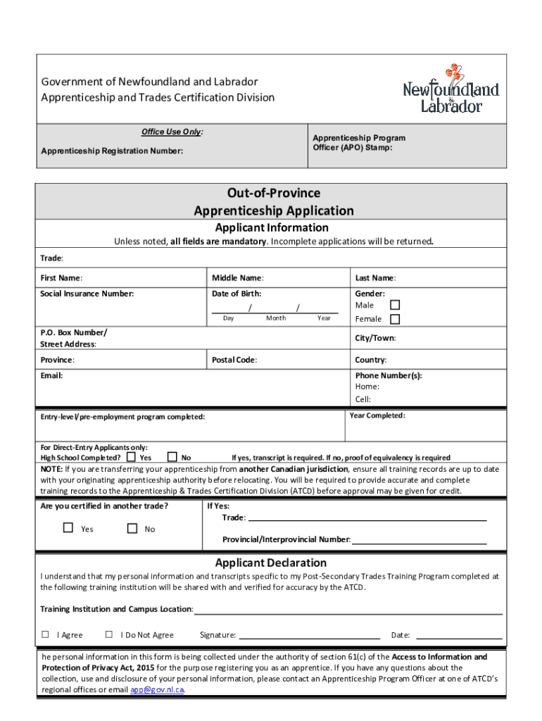 Fillable Online Apprenticeship Forms - Application, Registration & More Fax Email Print - pdfFiller