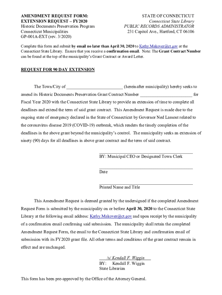 Fillable Online AMENDMENT REQUEST FORM: EXTENSION REQUEST ... Fax Email ...