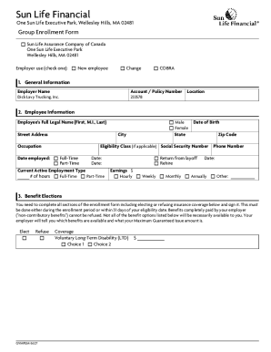 Fillable Online Sun Life Additional Optional Life Enrollment Form - 4CD ...