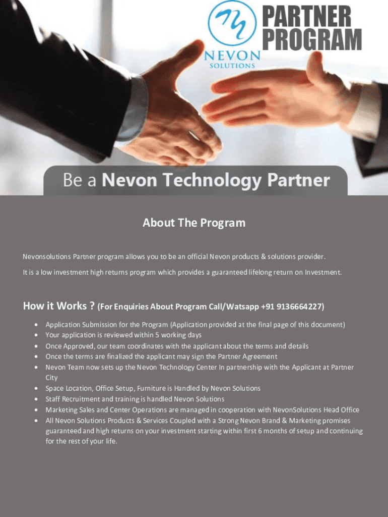 Fillable Online About The Program. Nevonsolutions Partner ...