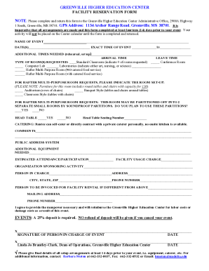 Fillable Online greenville higher education center - facility ...