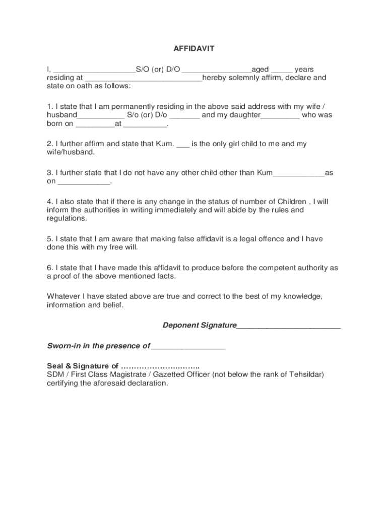 Fillable Online Affidavit For Immigration Marriage Sample Fax Email Print - pdfFiller