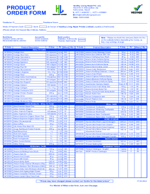 Fillable Online Product order form (Nepal) 12-04-2022 - Healthy Living Fax Email Print - pdfFiller