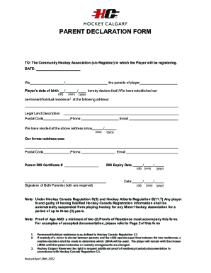 Fillable Online Parent Declaration Form - Fill Online, Printable ...