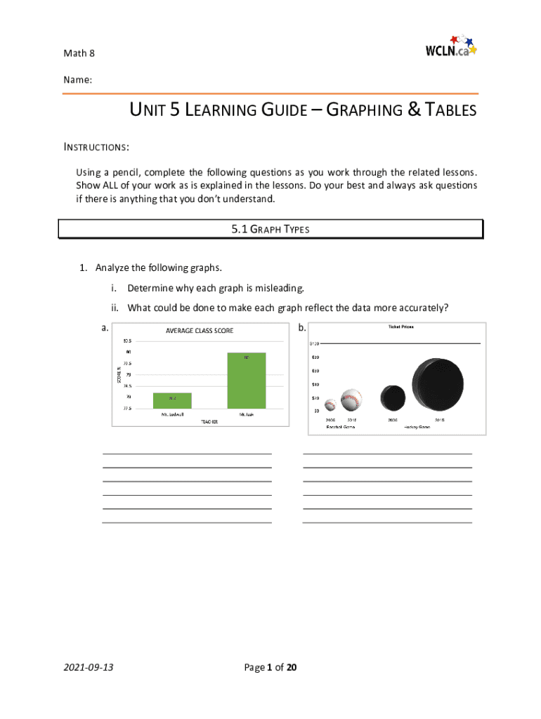 Fillable Online 8th Grade, Unit 5, Lesson 6 "Even More Graphs of ...