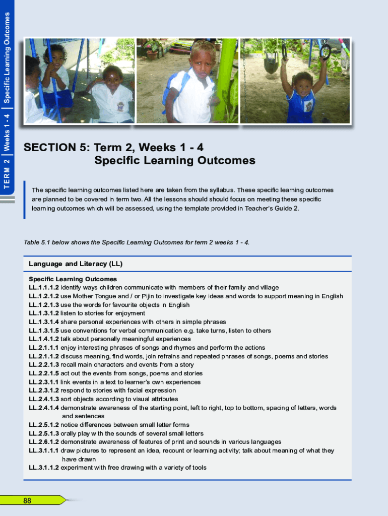 Fillable Online SECTION 5: Term 2, Weeks 1 - 4 Specific Learning ...