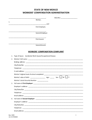 Fillable Online Workmen's Compensation: Coverage, Premiums, and ...