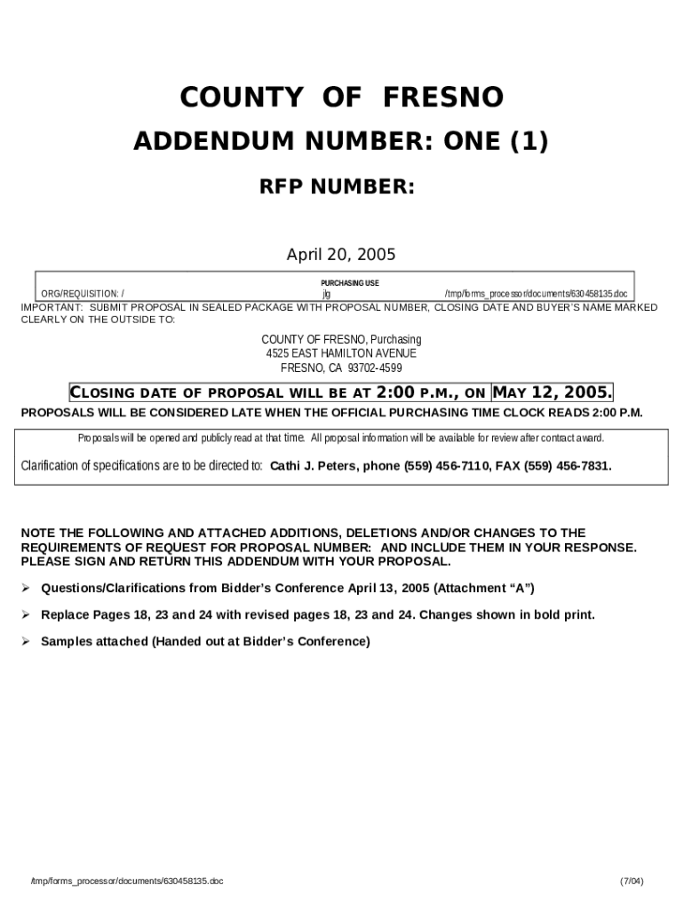RFP Addendum - www2 co fresno ca Doc Template | pdfFiller