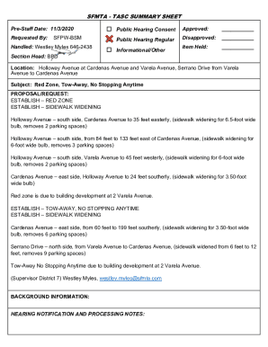 Fillable Online sfmta - tasc summary sheet Fax Email Print - pdfFiller