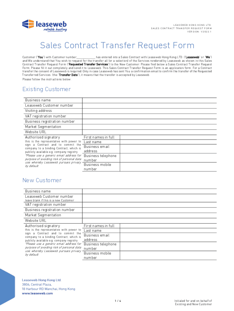 Fillable Online LSWHKv2022.1Sales Contract Transfer Request Form.docx ...