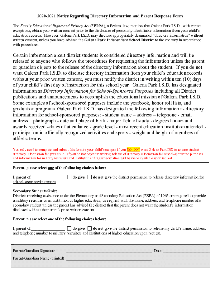 Fillable Online Family Educational Rights and Privacy Act (FERPA ...